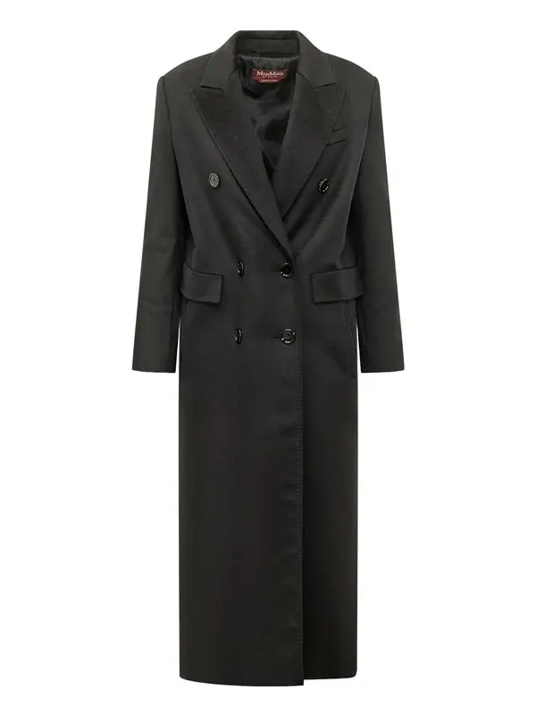Max Mara Appliqué-detail Overcoat With Vest Panel And Patch Pocket - Nero