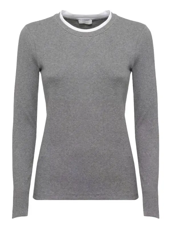 Peserico Bead-embellished Contrast-trim Top - Grey