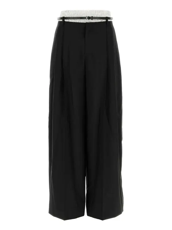 Alexander Wang Wool Blend Wide-leg Pants With Mohair Finish - Black