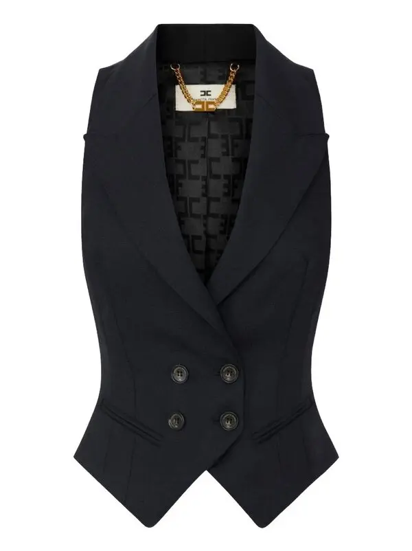 Elisabetta Franchi Wool Double-breasted Vest - Black