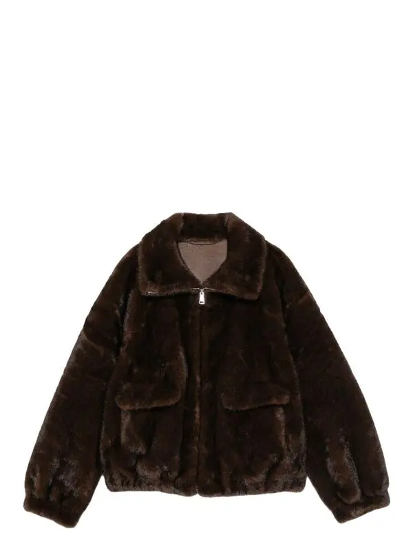 SOSUE Faux-fur Bomber Jacket - Brown