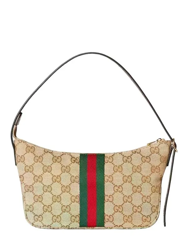 Gucci Small Lunetta Logo-pattern Web-stripe Cross Body Bag - Neutrals