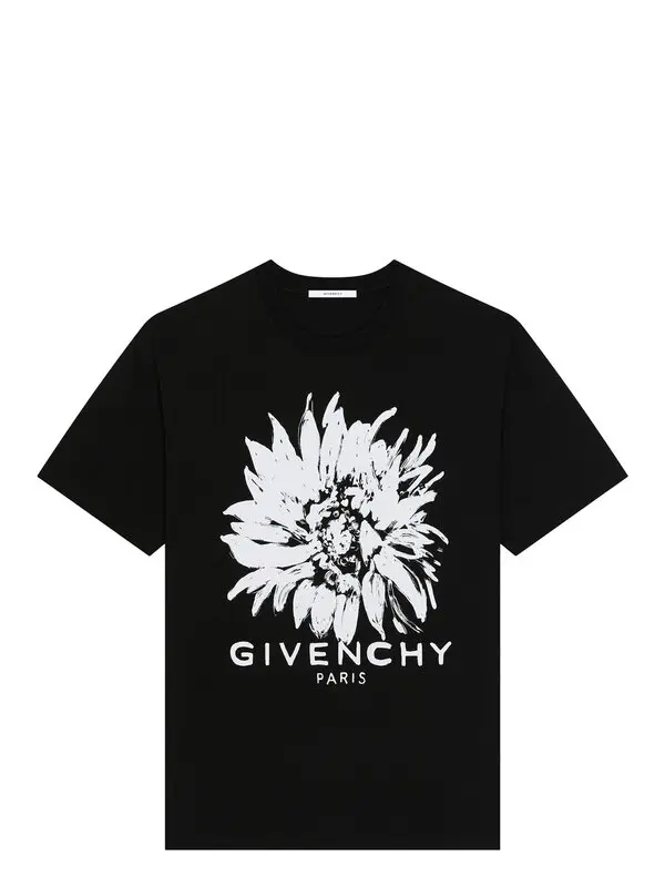 Givenchy Cotton Floral Logo T-shirt - Black