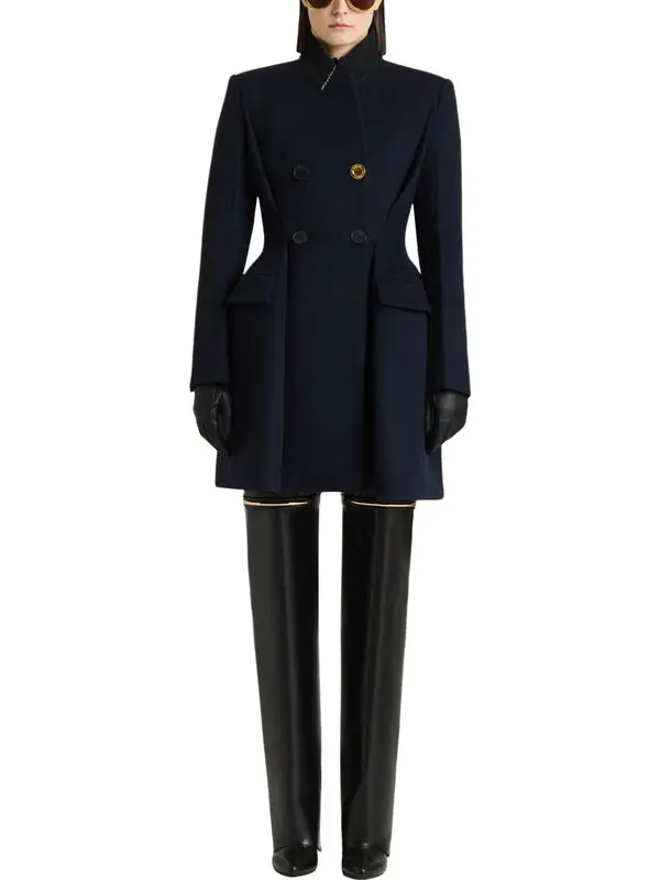 Givenchy Wool-cashmere Peplum Coat - Navy
