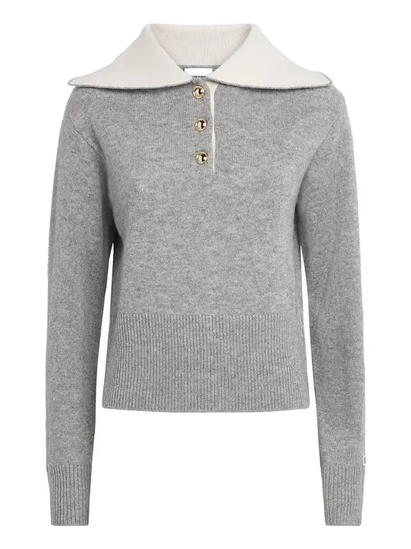 Claudie Pierlot Wool Shawl-collar Sweater - Grey