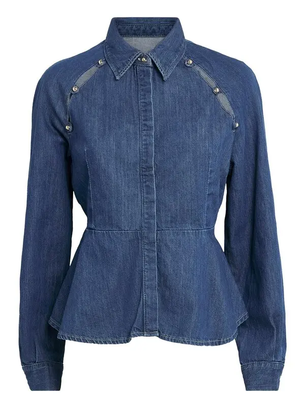 Claudie Pierlot Peplum Denim Shirt - Blue