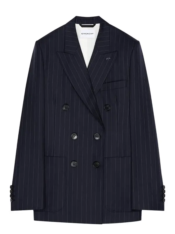 Givenchy Wool Pinstripe Double-breasted Blazer - Navy