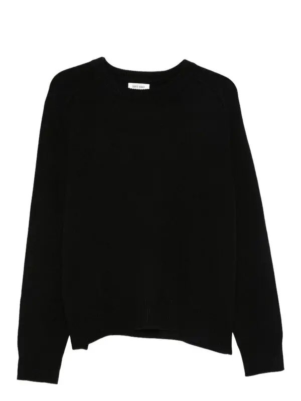 Soft Goat Long-sleeve Knit Top - Black