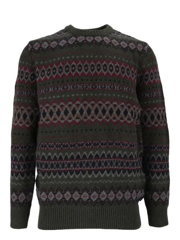 Barbour Crew Neck Fair Isle Knit Sweater - No