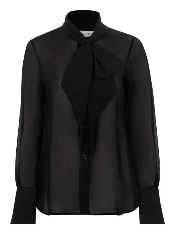 Nina Ricci Lavalliére Pussy-bow Silk Shirt - Black