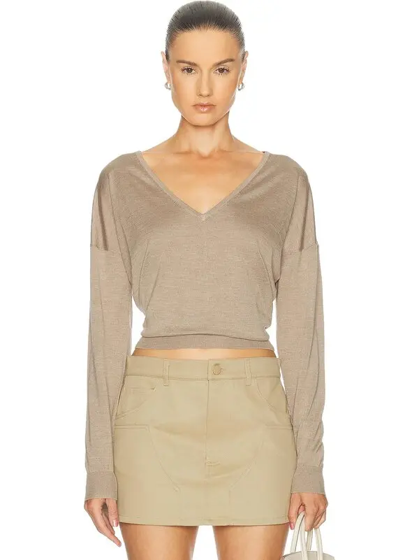 Renggli Silk Cashmere V Neck Sweater - Mink