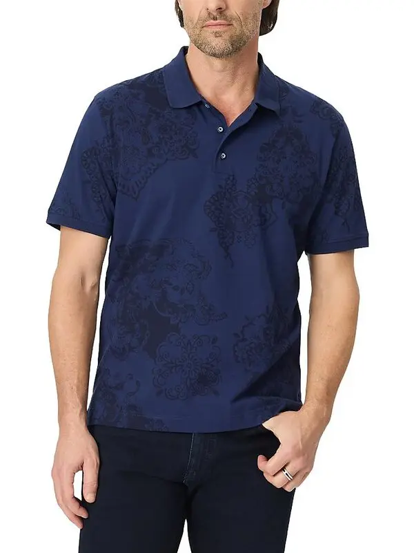 Robert Graham Linford Short Sleeve Knit Cotton Polo Shirt - Navy