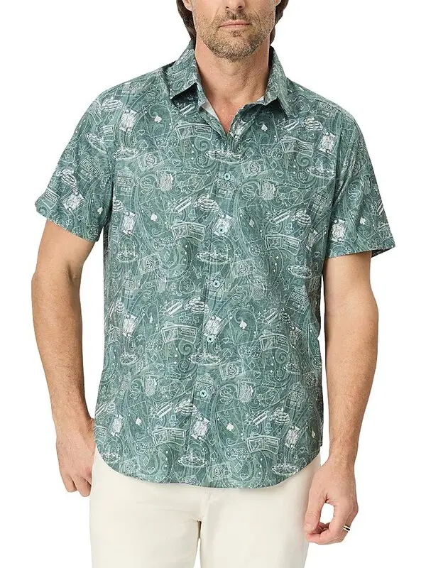 Robert Graham The Vault Short Sleeve Cotton Stretch Shirt - Emerald