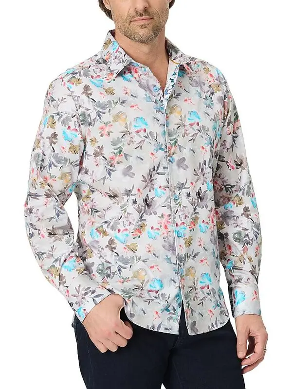 Robert Graham Shadbush Long Sleeve Cotton Stretch Shirt - Multi