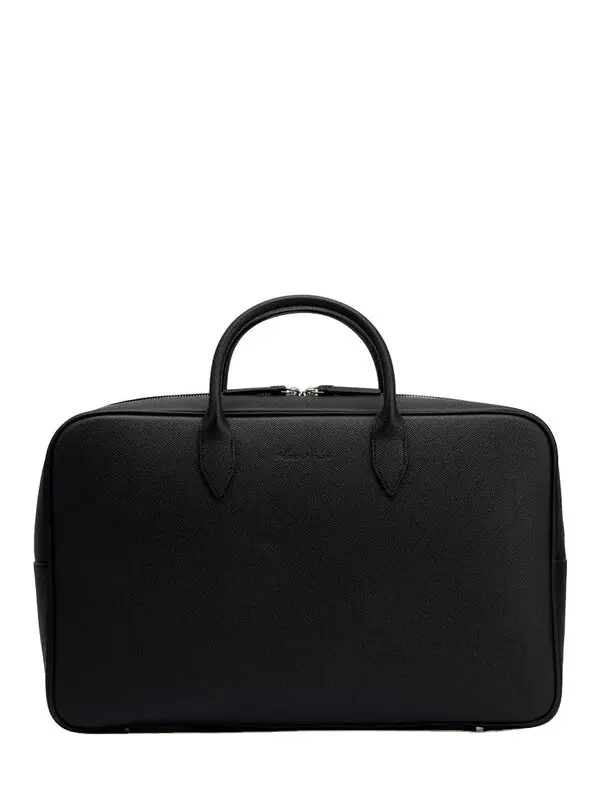 MARC NOLAN Pebble Calf Leather Briefcase Duffle - Black