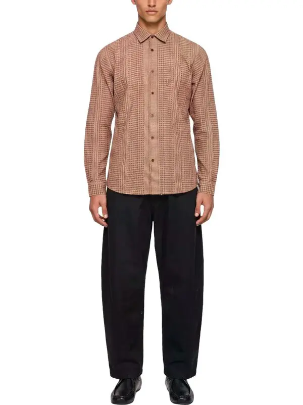 You Must Create Check-pattern Seersucker Shirt - Brown