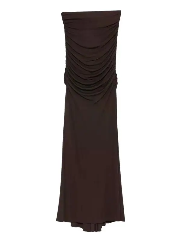 Elisabetta Franchi Ruched Floor-length Skirt - Brown