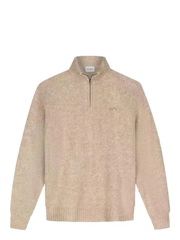 OLAF Ribbed-knit Quarter-zip Sweater - Neutrals