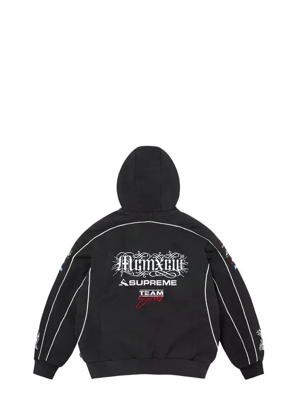 Supreme Racing Logo-patch Zip-up Hoodie - Black