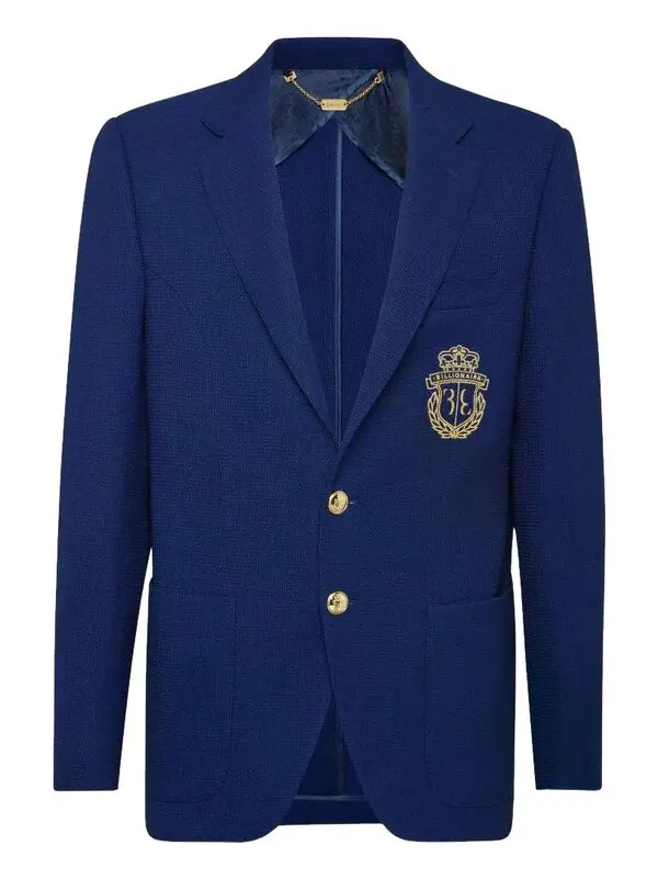 BILLIONAIRE Crest-embroidered Blazer - Blue