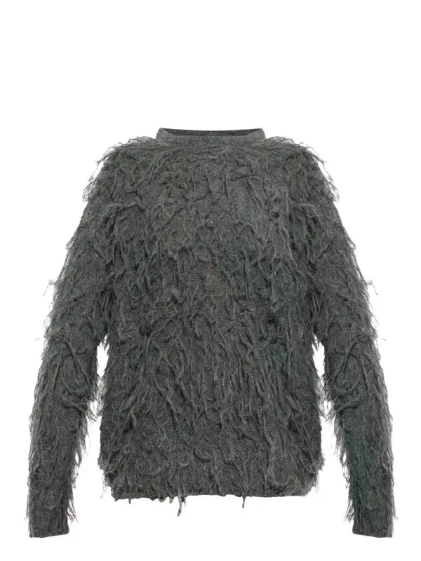 Fabiana Filippi Ostrich Feather-trim Sweater - Grey