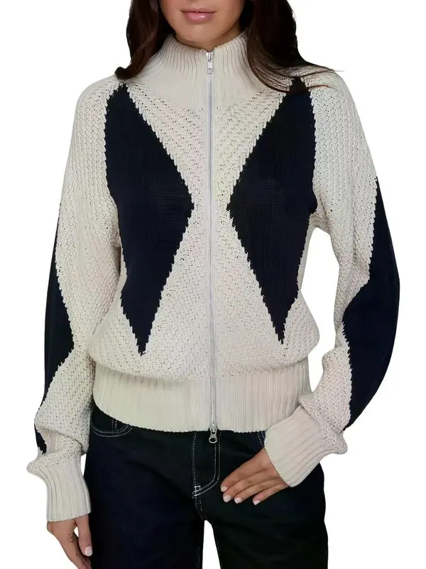 Autumn Cashmere High-neck Zip-up Cardigan - Neutrals