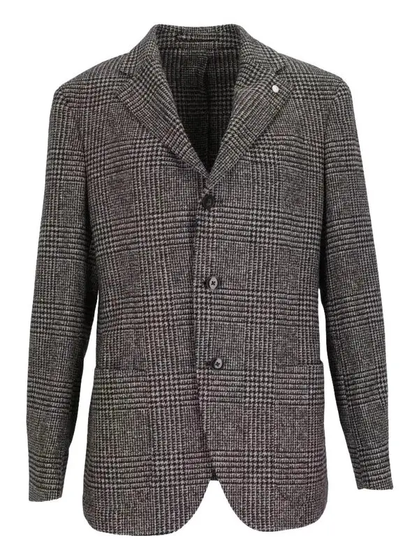 LUIGI BIANCHI Prince Of Wales Check Blazer - Grey
