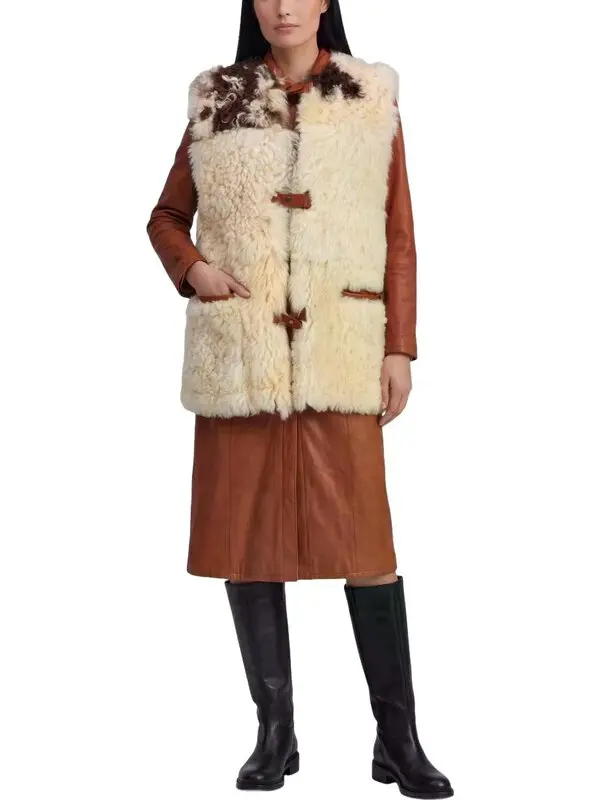Vintage Two-piece Leather Coat - Brown