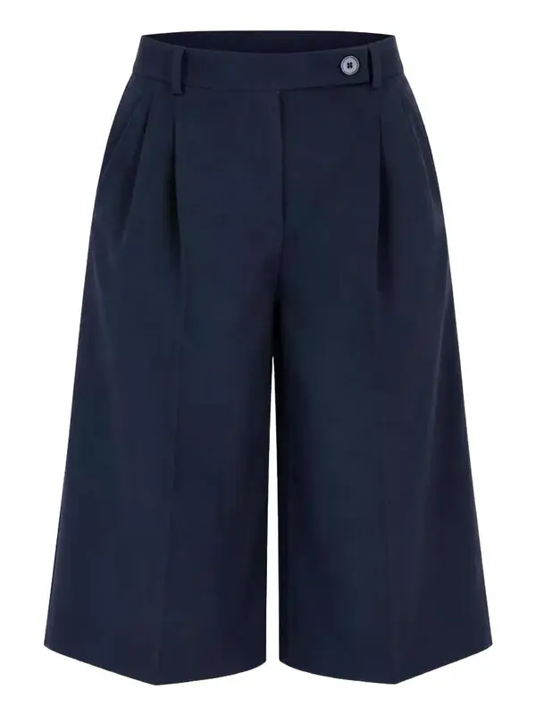 VICOLO Pleated Tailored Knee-length Shorts - Blue