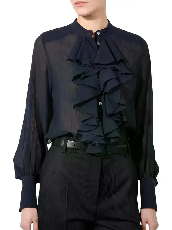 Barbara Bui Ruffled Long-sleeve Shirt - Blue