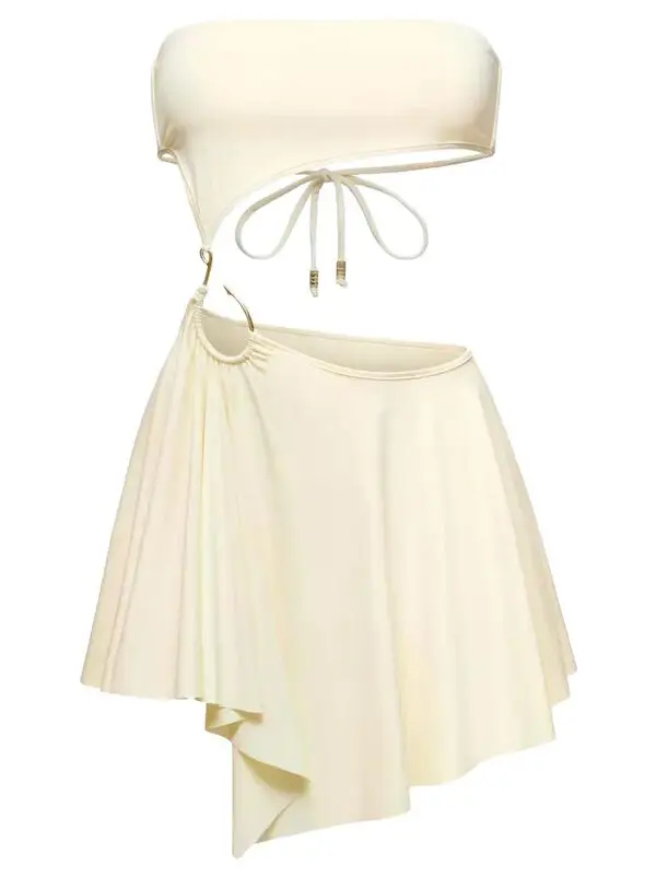 KOROBEYNIKOV Cut-out Hook-detail Mini Dress - Neutrals