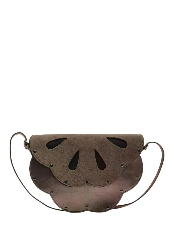 Malìparmi Flower-cutout Studded Bovine Leather Cross Body Bag - Brown