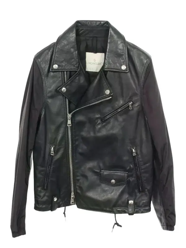 Moncler 2000s Massart Panelled Biker Jacket - Black