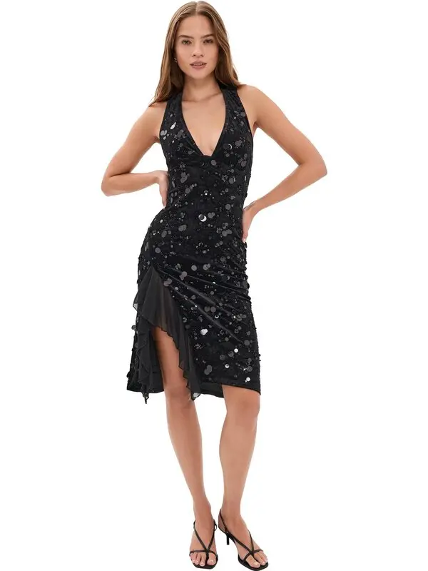 BAILEY ROSE Sequin Midi Dress - Black