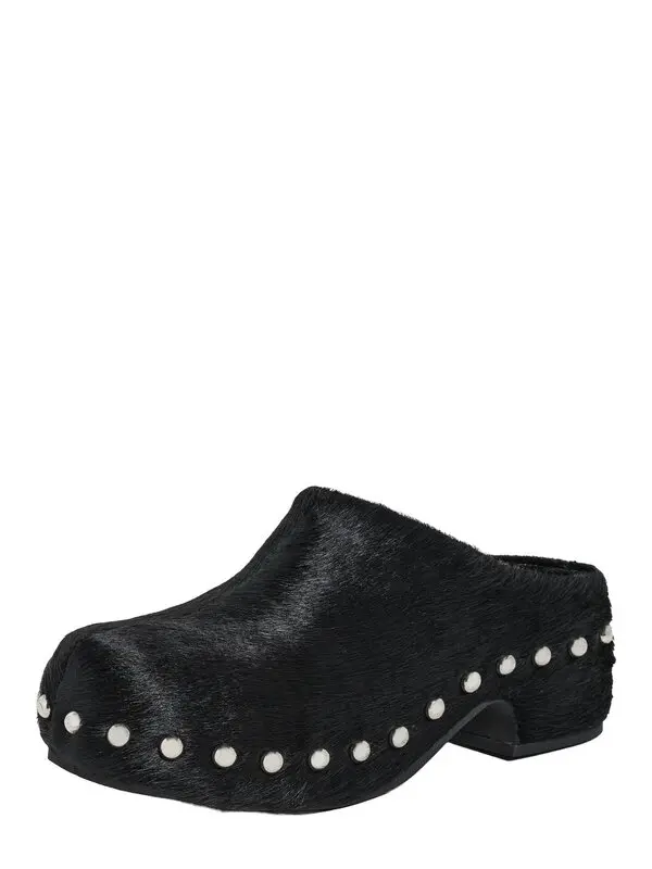 SIMONMILLER Haircalf Studded Rio Clogs - Black/silver