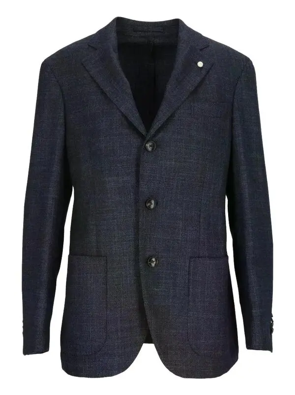 LUIGI BIANCHI Check-pattern Notched-lapel Blazer - Blue