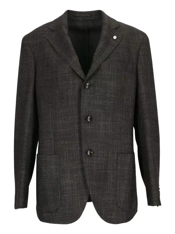 LUIGI BIANCHI Drop 7 Herringbone-pattern Blazer - Grey