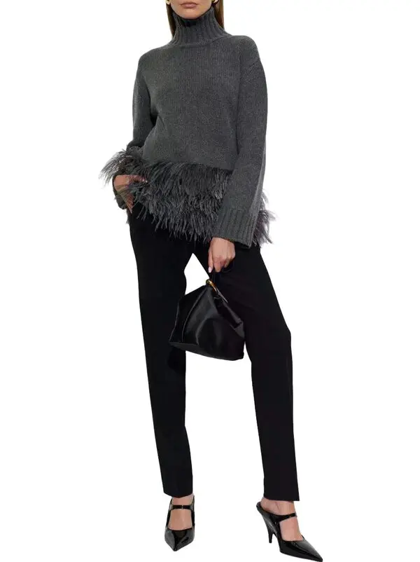 Fabiana Filippi Feather-trim Turtleneck Sweater - Grey