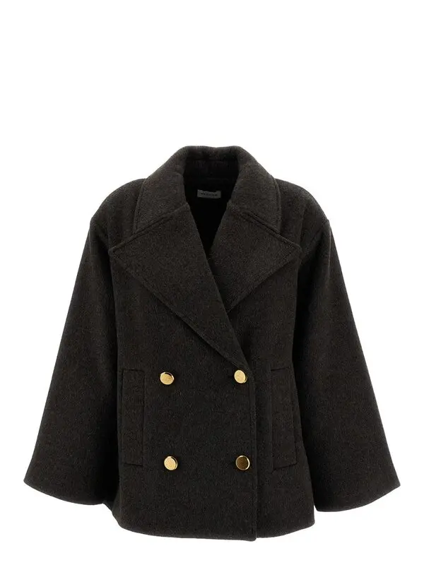 PAROSH Caban In Lana Doppiopetto - Marrone