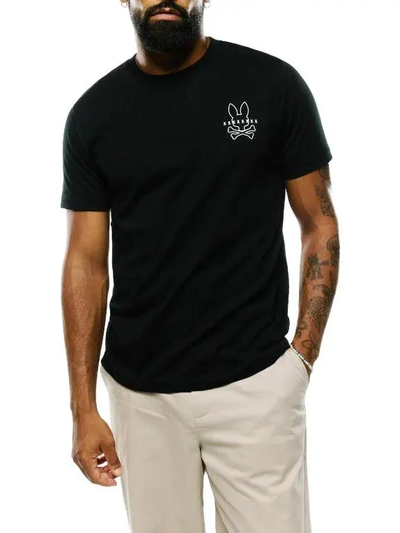 Psycho Bunny Piers Back Graphic Pima Cotton T-shirt - Black