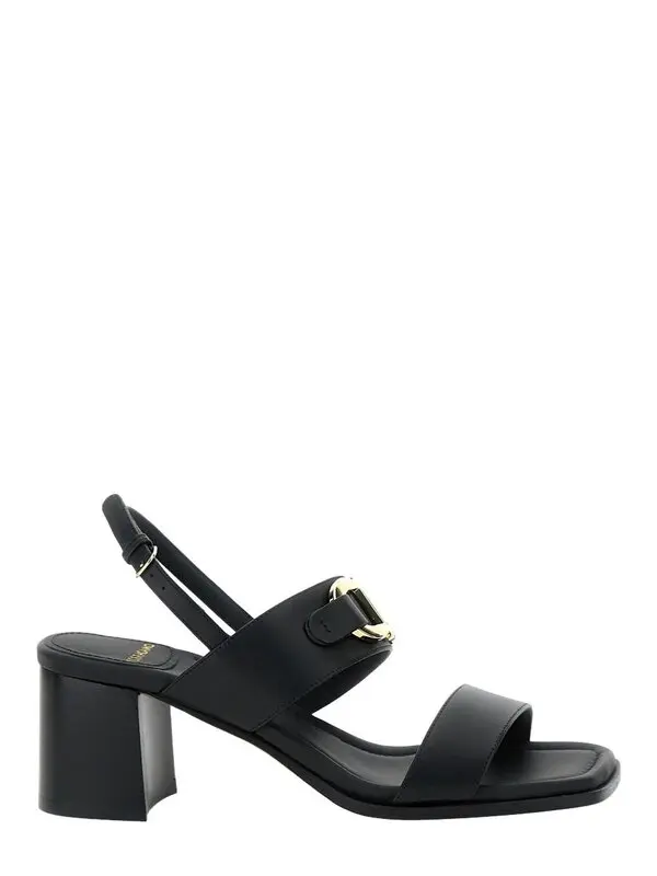 FERRAGAMO Logo Buckle High-heeled Sandals - Black