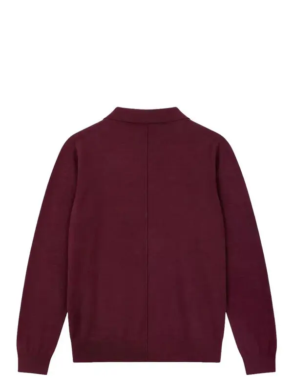 SOLOTRE Button-up Polo-collar Sweater - Red