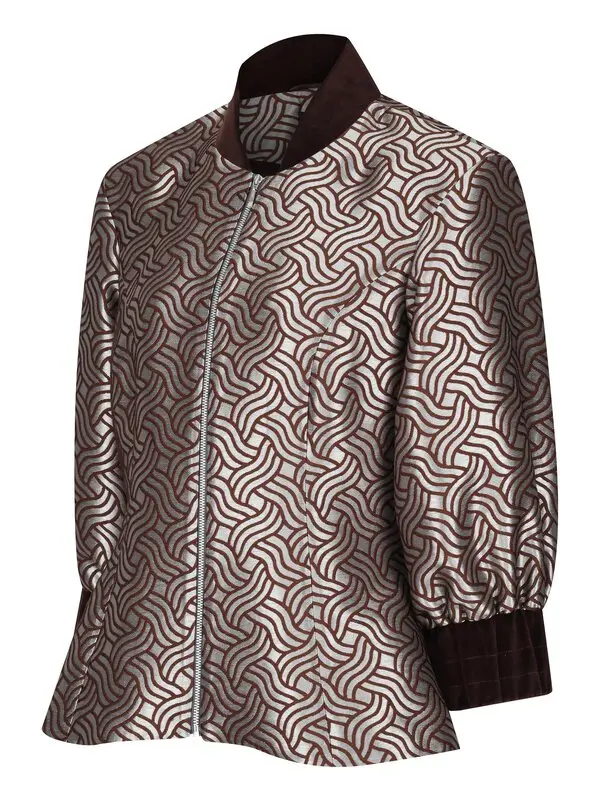 LIONESS BY TF Dazzle Chocolate Shimmery Fitted Jacket Blouse - Brown