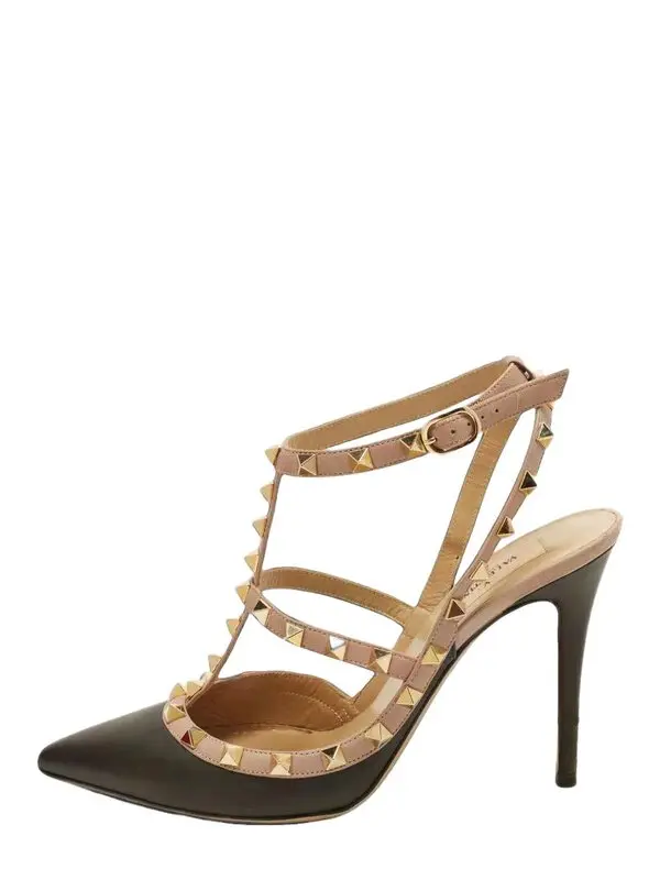 Valentino Garavani Rockstud Leather Ankle-strap Pumps - Black