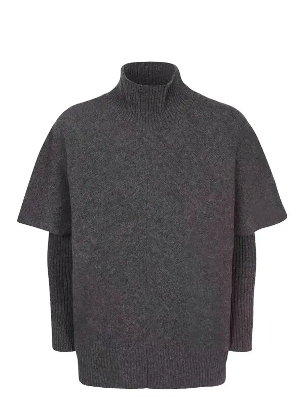 Federica Tosi Layered-sleeve High-neck Sweater - Grey