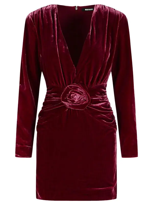 ROTATE BY BIRGER CHRISTENSEN Burgundy Silk Velvet Mini Dress - Multicolor