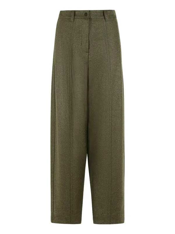 Moncler Loden' Olive Virgin Wool Pants - Green