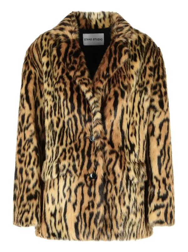 STAND STUDIO Emmie' Leopard Print Faux Fur Blazer - Multicolor