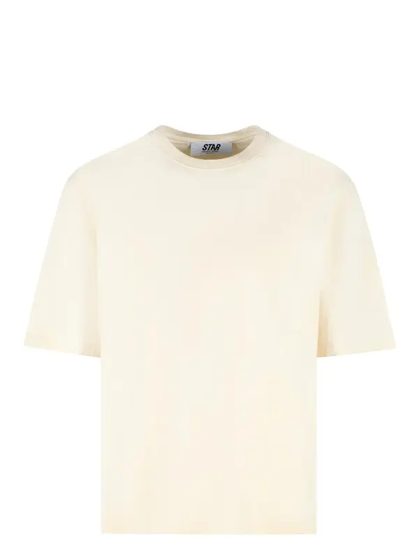 GOLDEN GOOSE Uisex 'star' Vintage White Cotton T-shirt - Cream