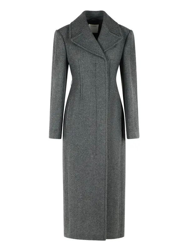 Sportmax Golfo' Long Coat In Pure Grey Wool - Gray
